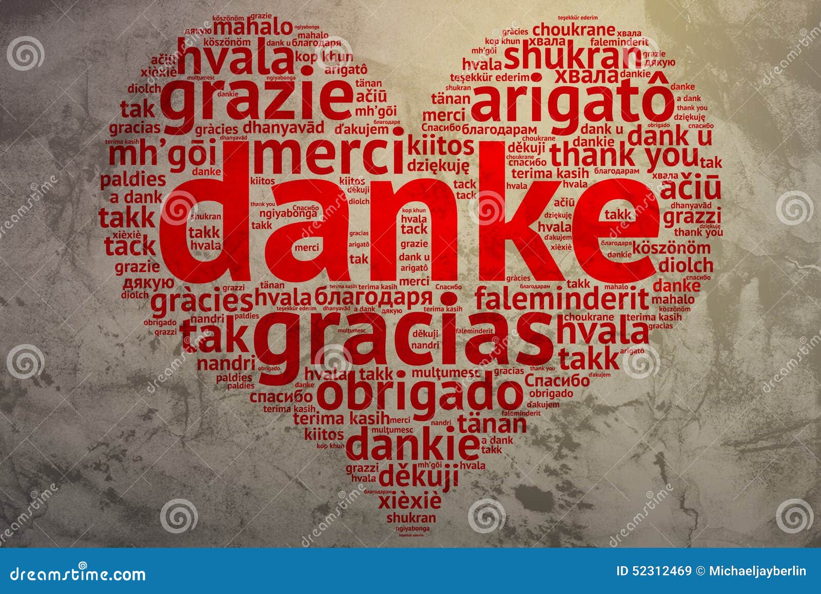Alemán Danke Gracias En Forma De Corazón De La Nube De La Palabra