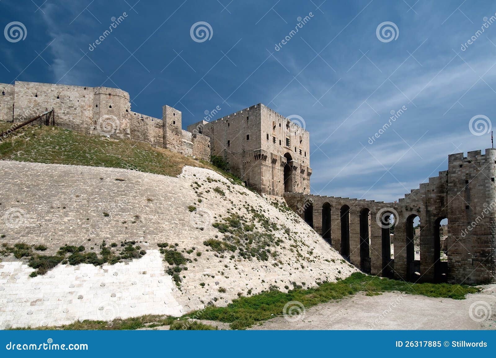 Aleppo citadel side view stock image. Image of middle - 26317885