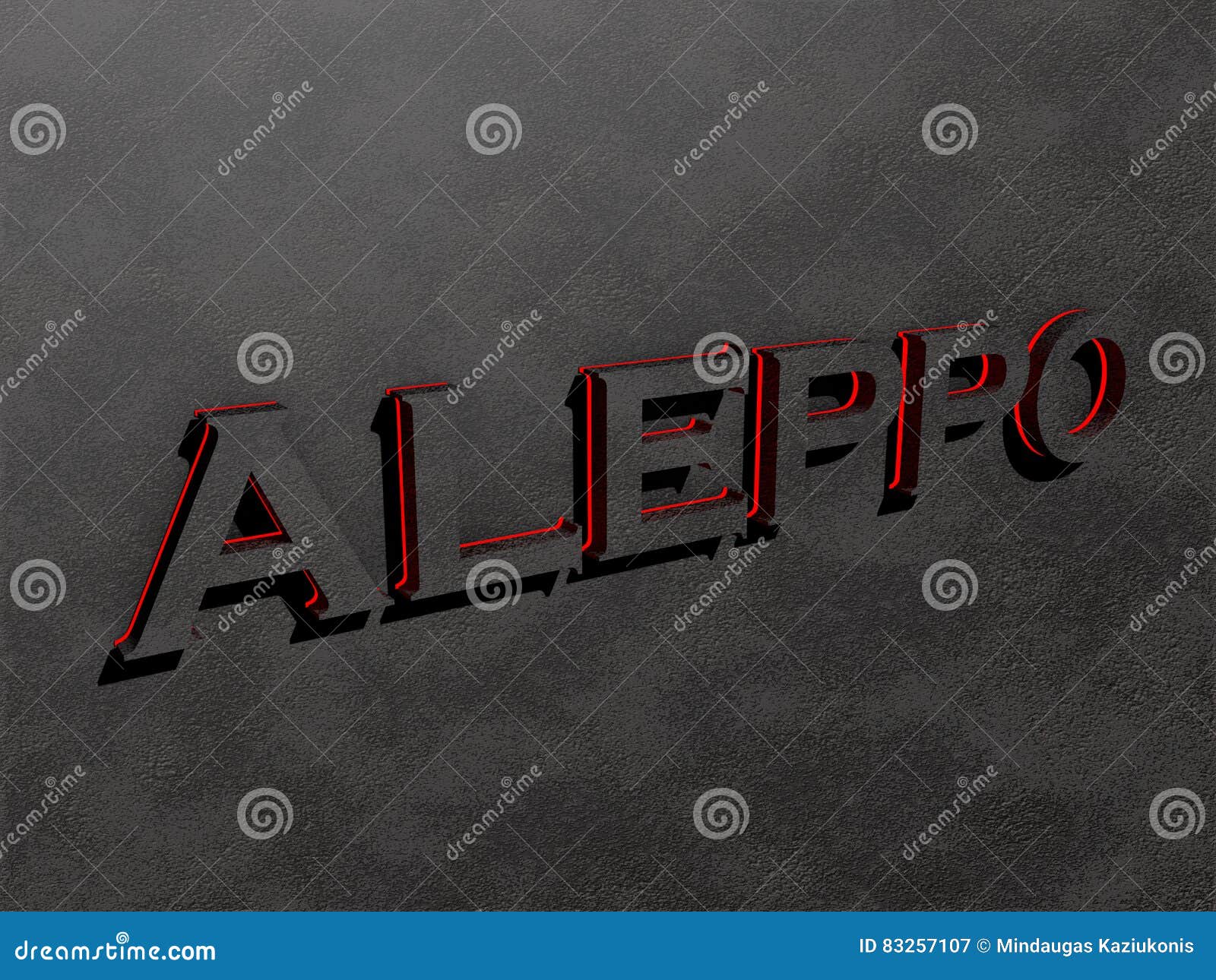 Aleppo Red Dark Grey Text Letters Rock 3d Render Stock Illustration ...