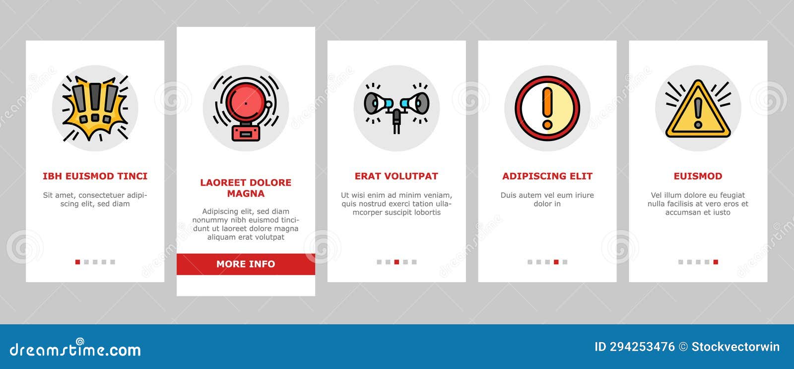 Alert Attention Signal Caution Onboarding Icons Set Vector Stock Vector ...