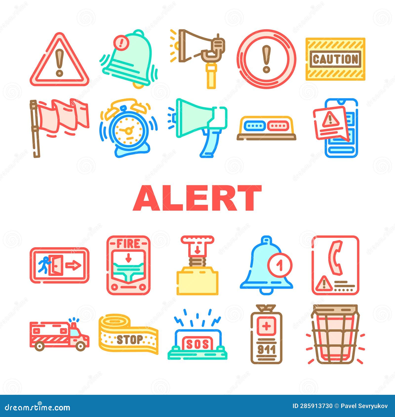 Alert Caution Error Danger Icons Set Vector Stock Vector - Illustration ...