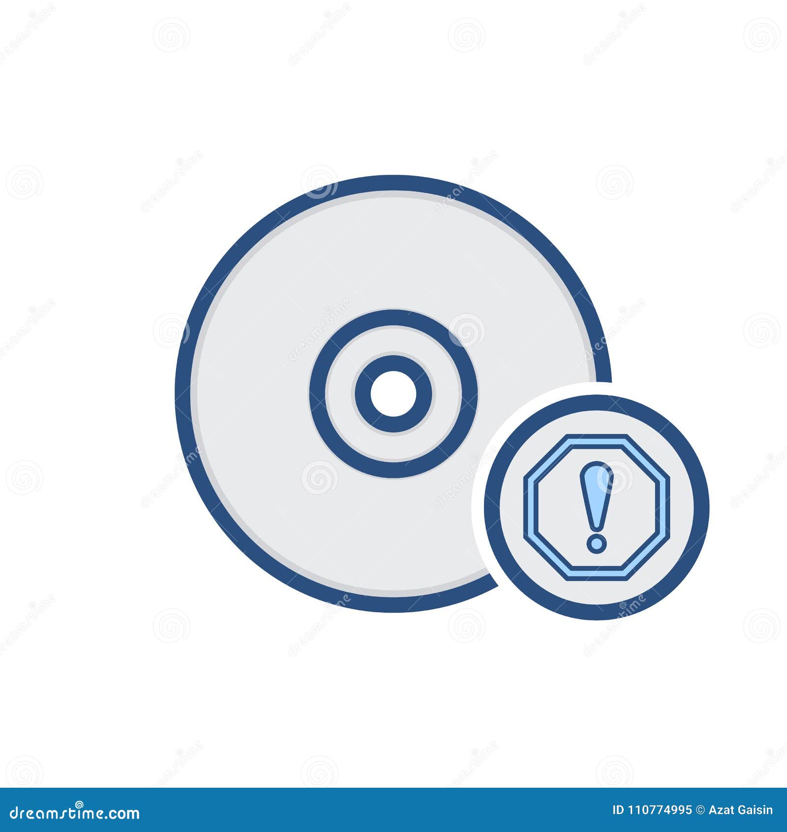 Alert Compact Disk Drive Storage Icon Stock Vector - Illustration of ...