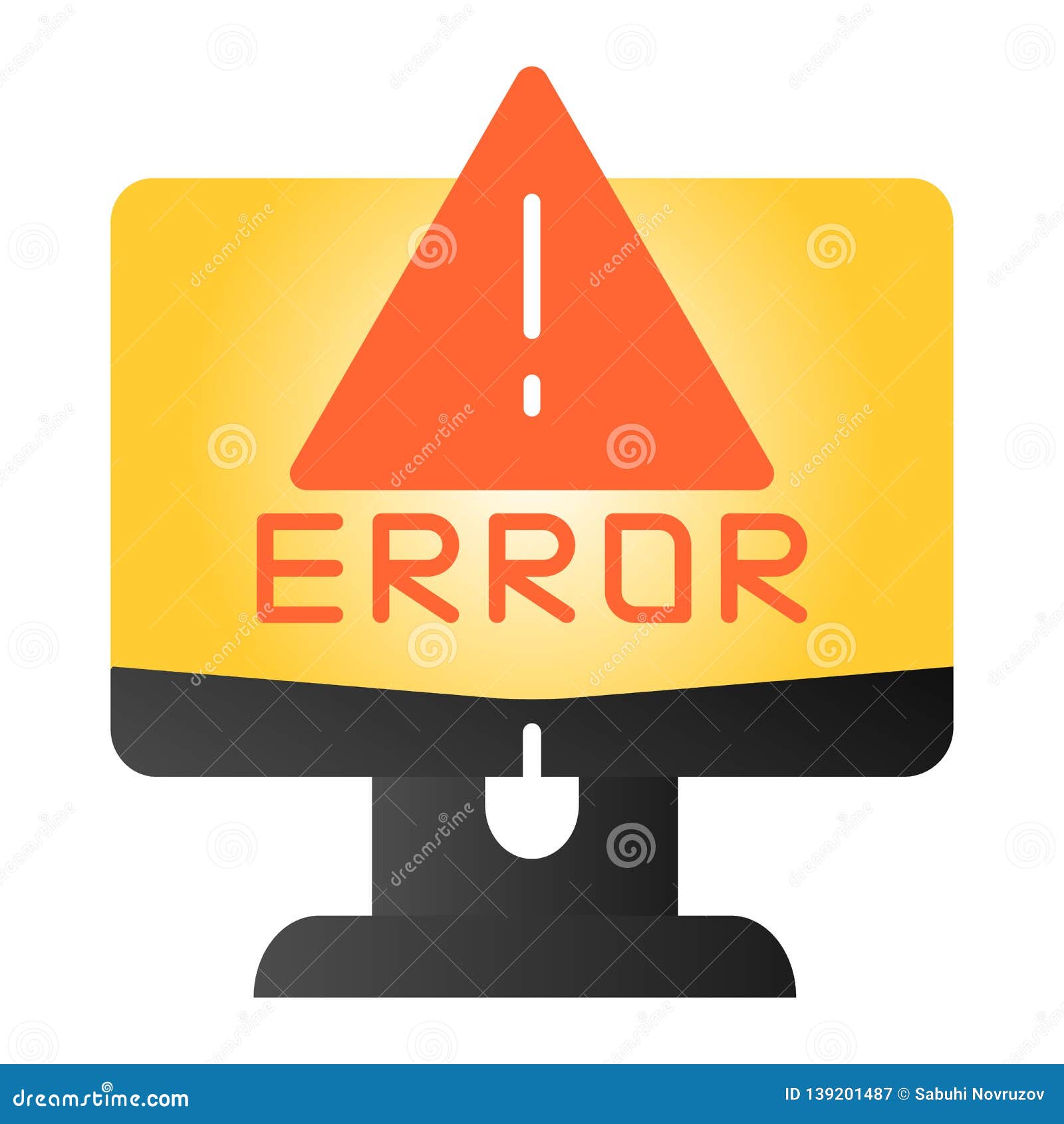 Alert on Computer Flat Icon. Computer Error Color Icons in Trendy Flat ...