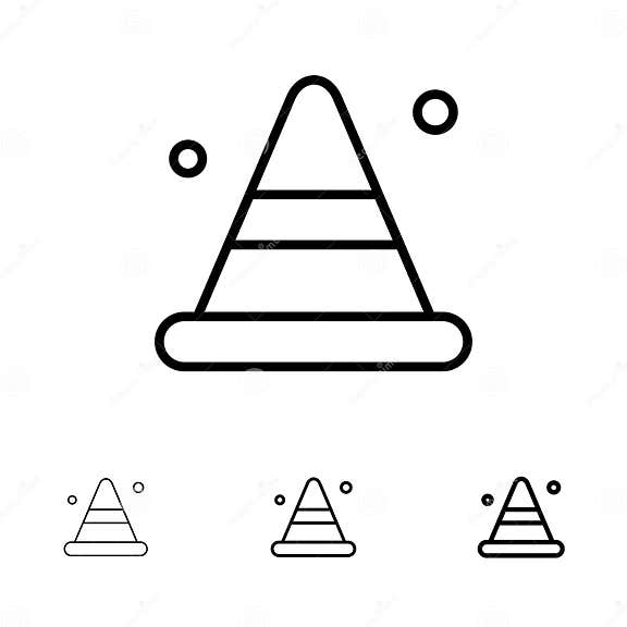 Alert, Cone, Construction, Road Bold and Thin Black Line Icon Set Stock ...
