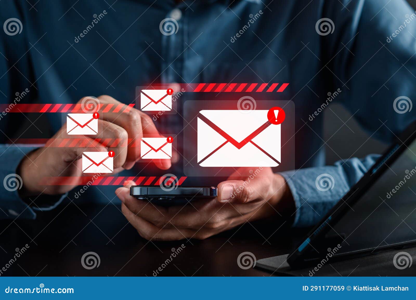 Alert Email Inbox and Spam Virus with Warning Caution for Notification ...