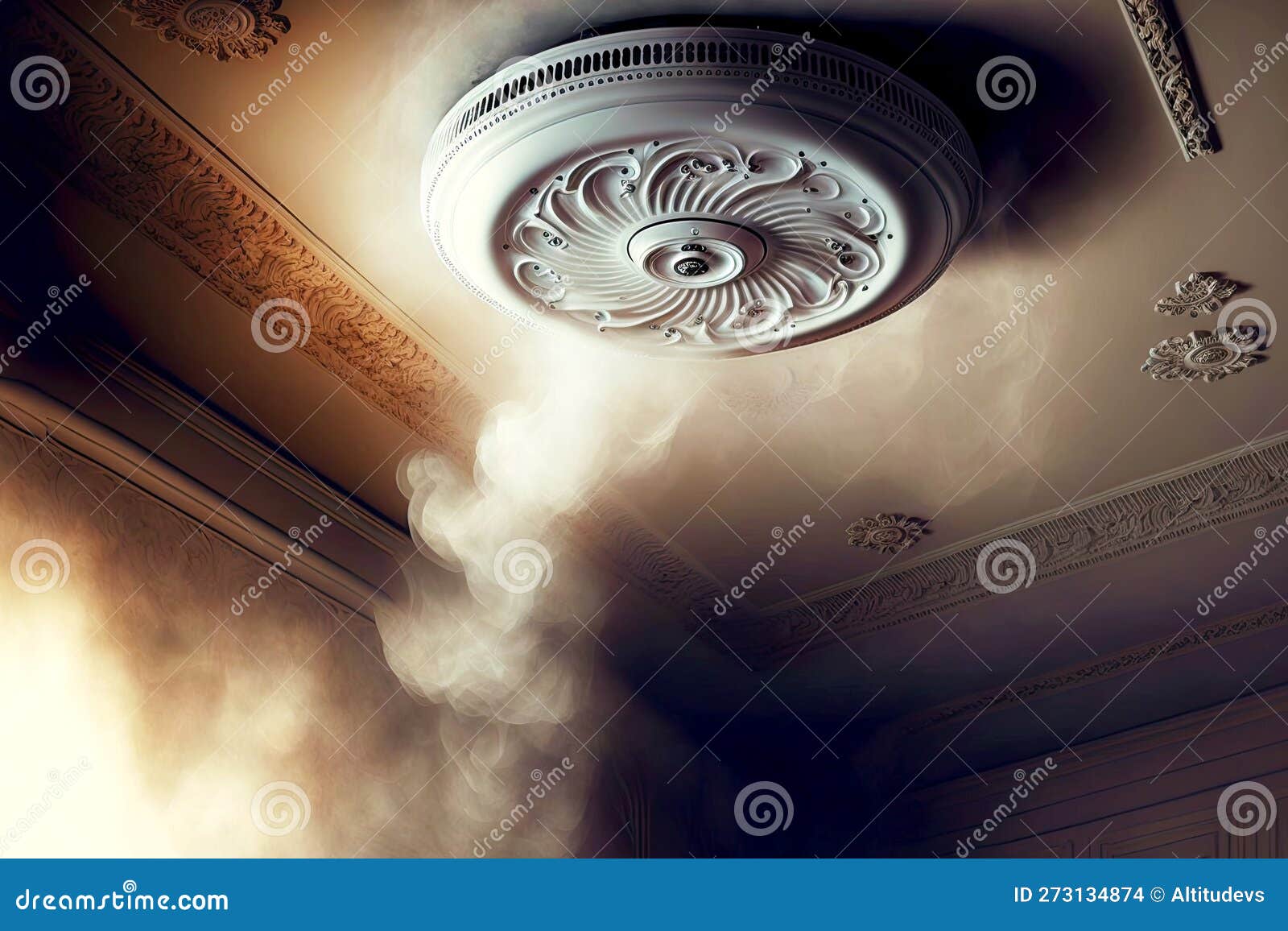 Alert and Fire Check Smoke Alarm Installed on Ceiling Stock ...