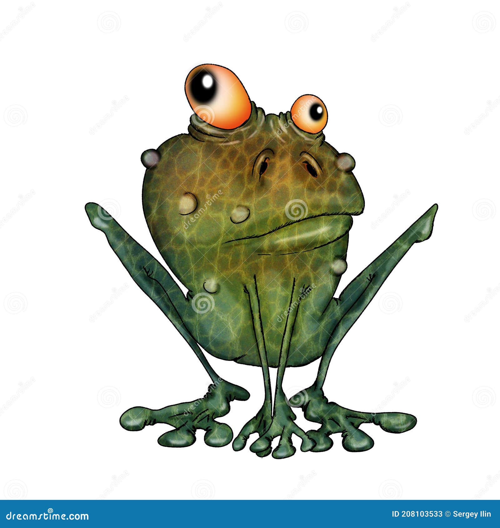 Alert Goggle-eyed Toad. Illustration on White Background Stock ...