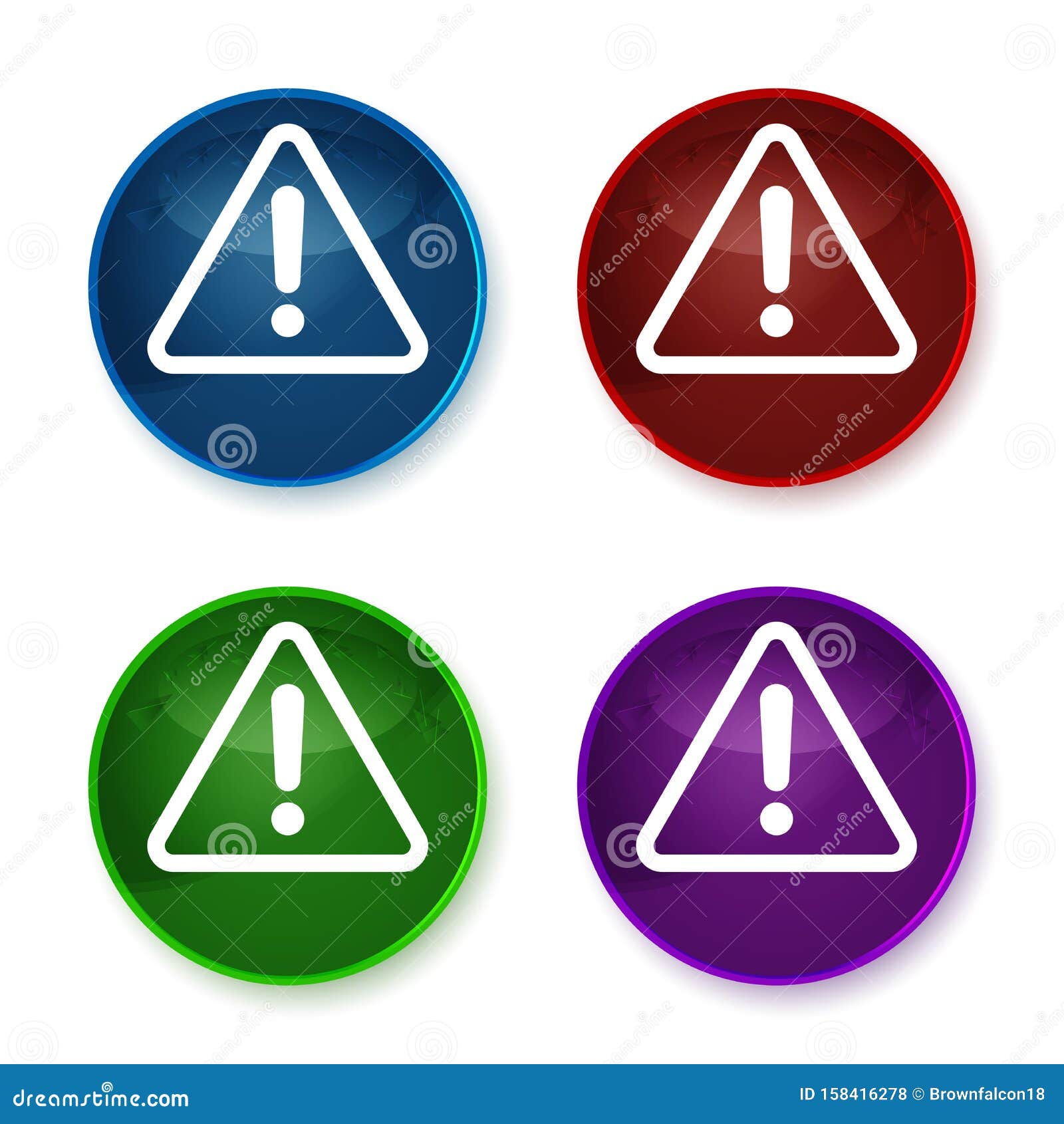 Alert Icon Shiny Round Buttons Set Illustration Stock Vector ...