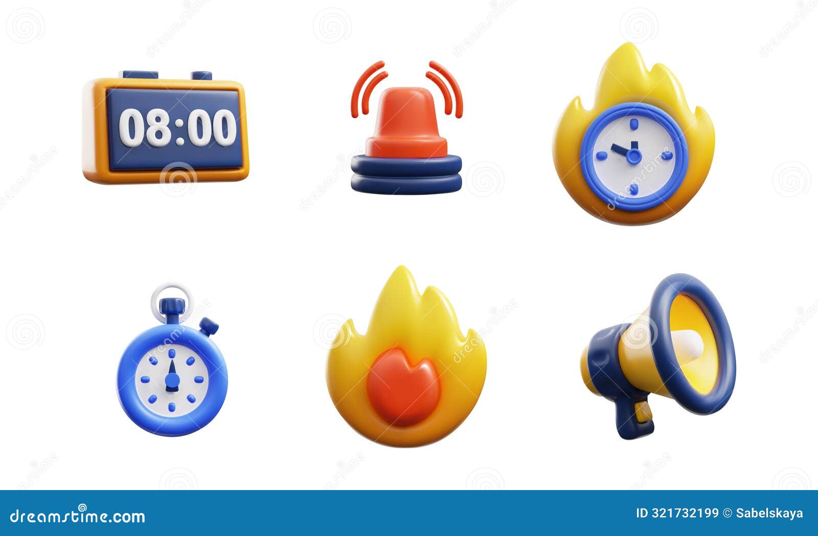Alert Icons on Isolated Background. 3D Vector Illustration. Stock ...