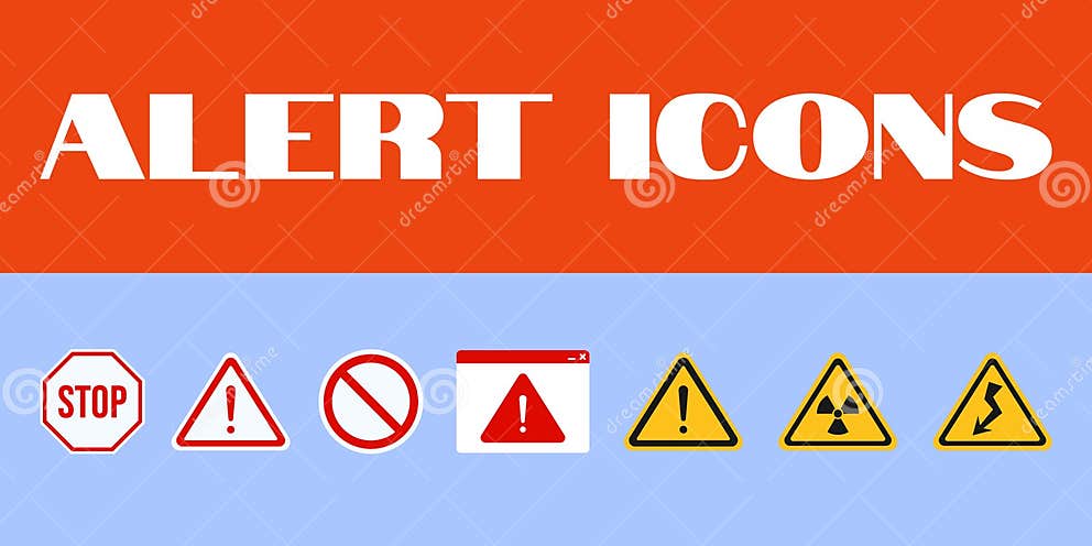 Alert Icons Set Vector. Warning Signs Vector Icons Stock Vector ...