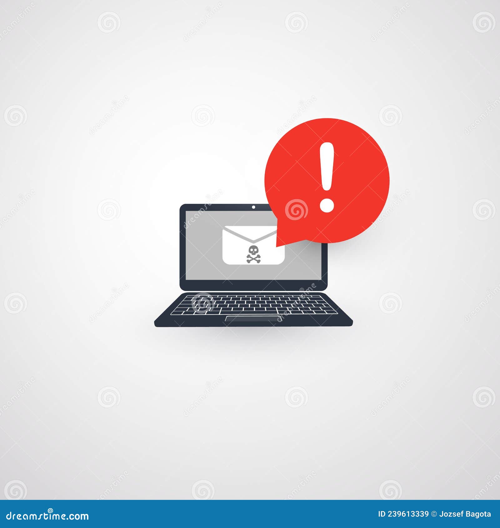 Alert of Infection by E-mail, Laptop Computer Notification, Warning ...