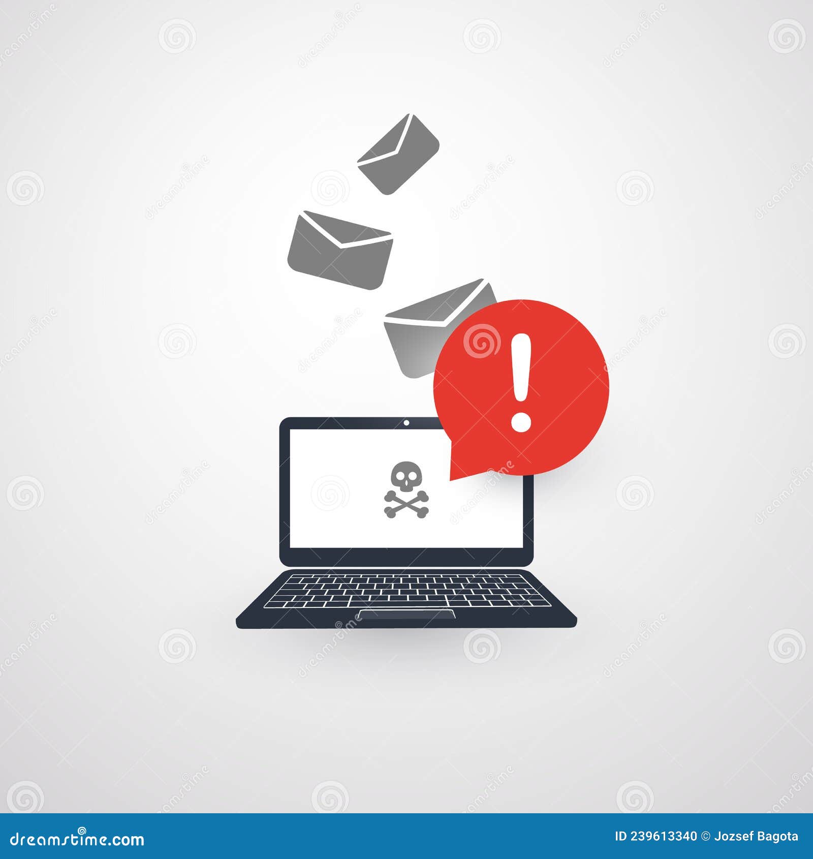 Alert of Infection by E-mail, Laptop Computer Notification, Warning ...