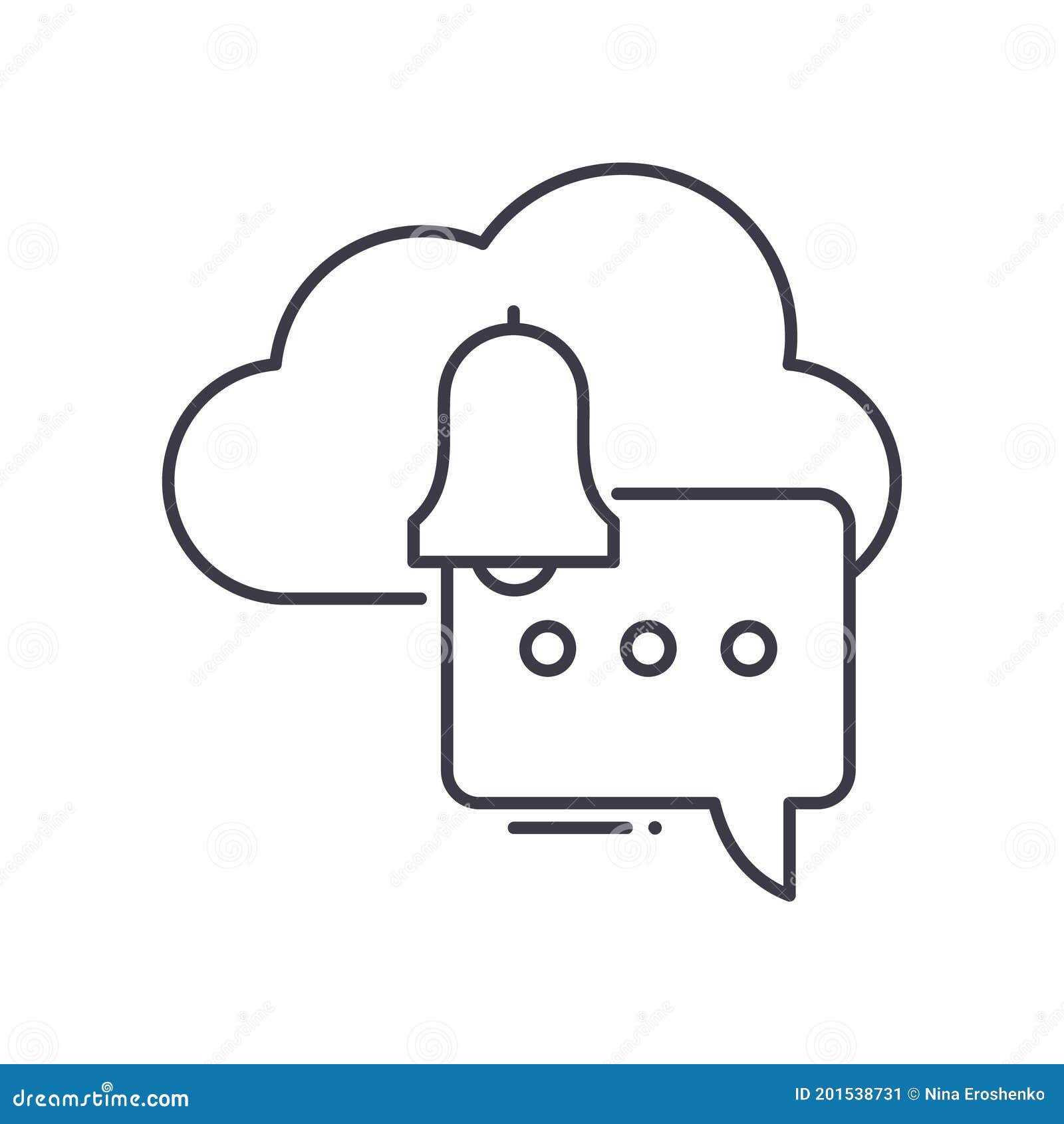 Alert Message Concept Icon, Linear Isolated Illustration, Thin Line ...