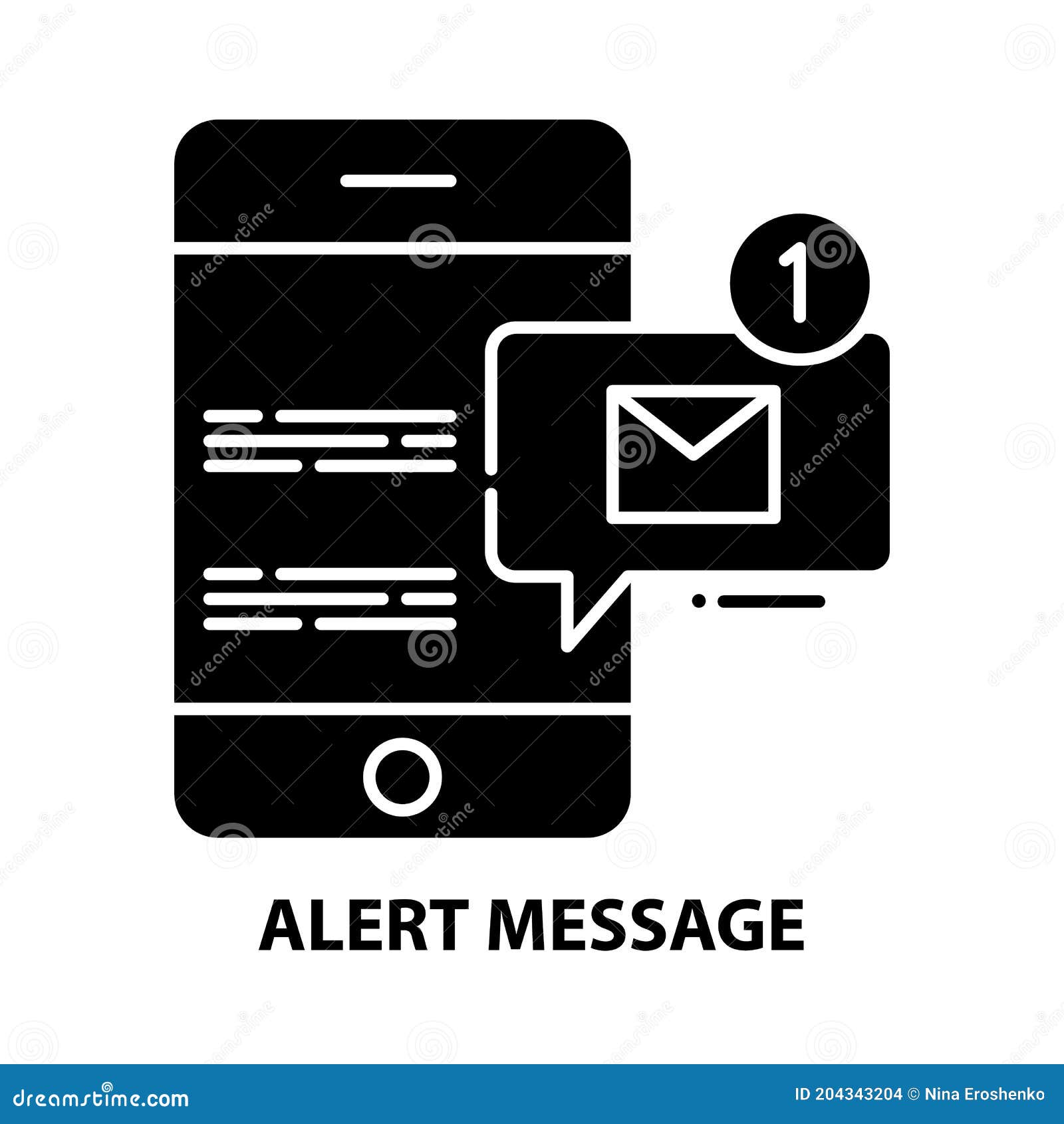 Alert Message Symbol Icon, Black Vector Sign with Editable Strokes ...