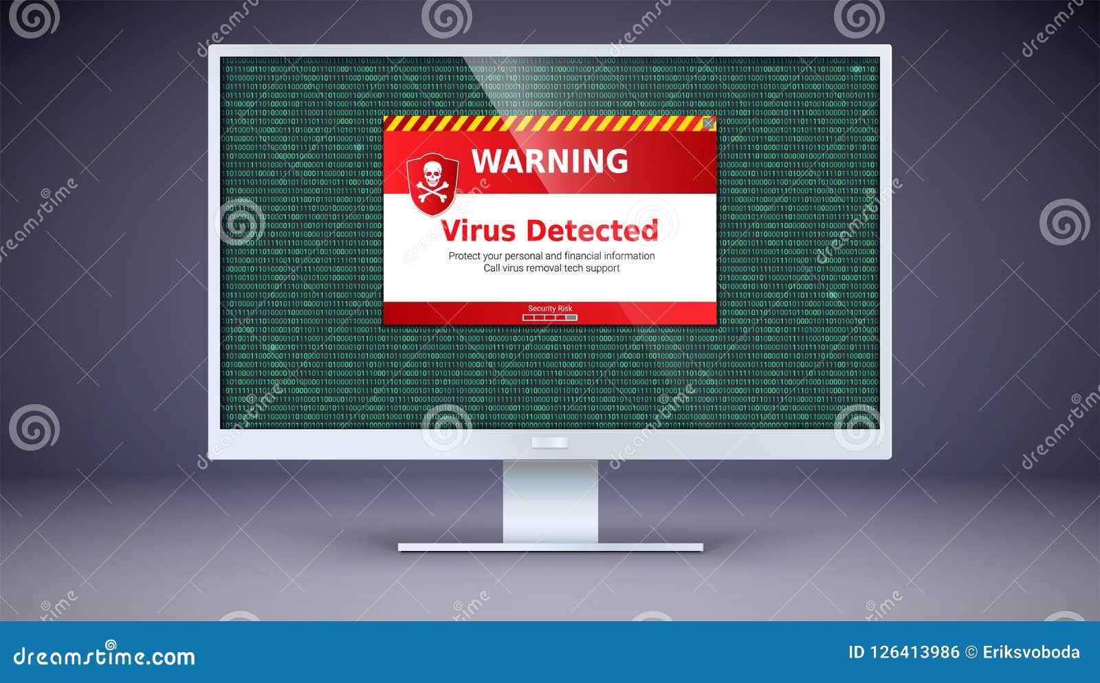 Alert Message Of Virus Detected Scanning And Identifying Computer Virus Inside Binary Code