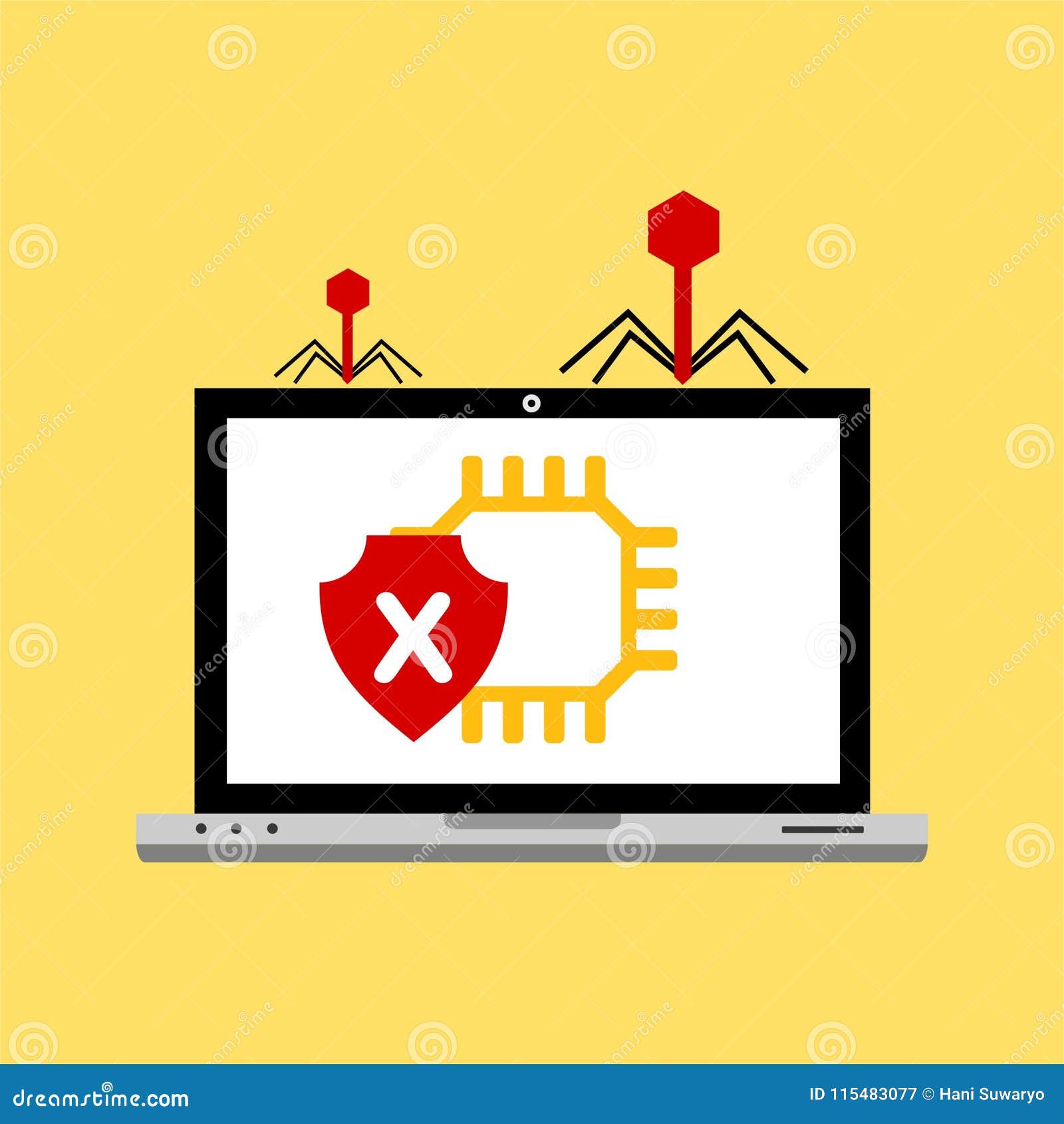 Alert Notification on Laptop Computer Vector, Malware Concept, Spam ...
