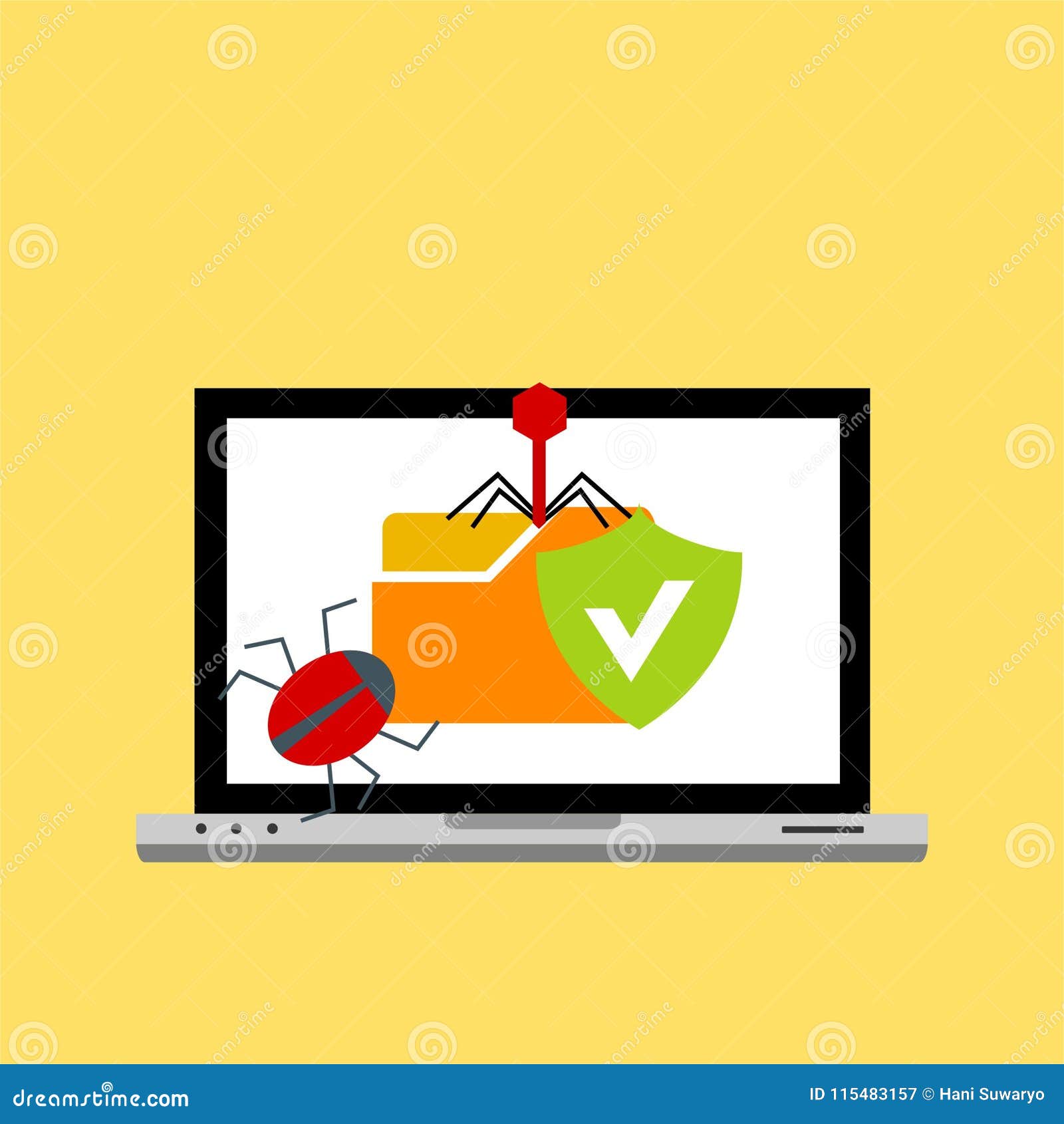 Alert Notification on Laptop Computer Vector, Malware Concept, Spam ...