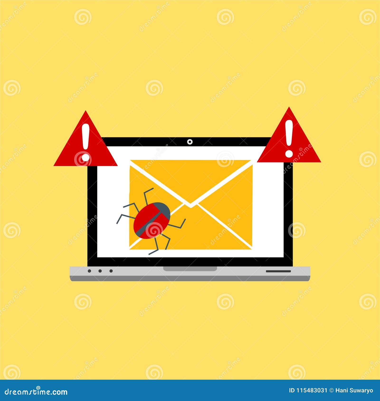 Alert Notification on Laptop Computer Vector, Malware Concept, Spam ...