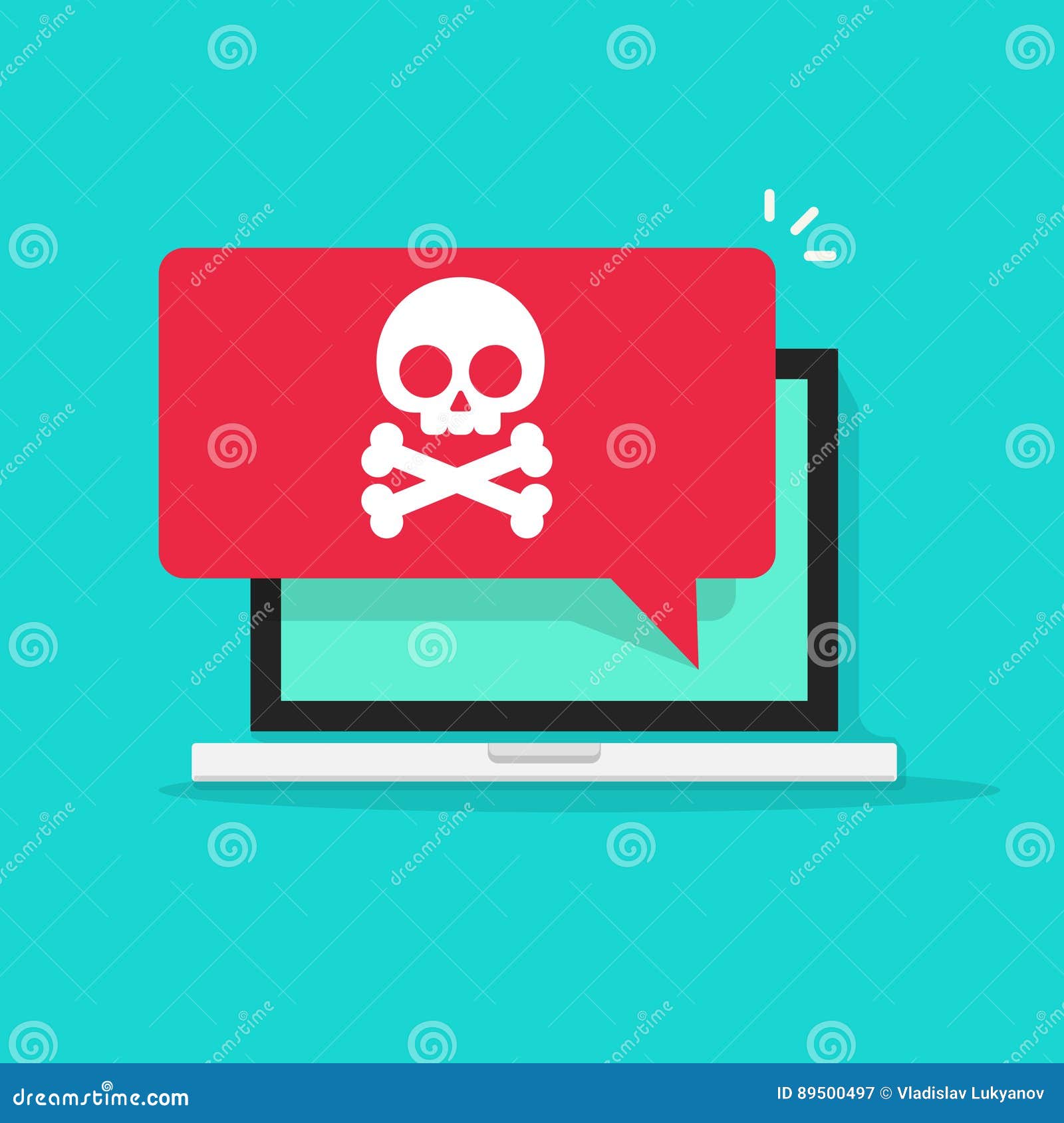 Alert Notification on Laptop Computer Vector, Malware Concept, Spam ...