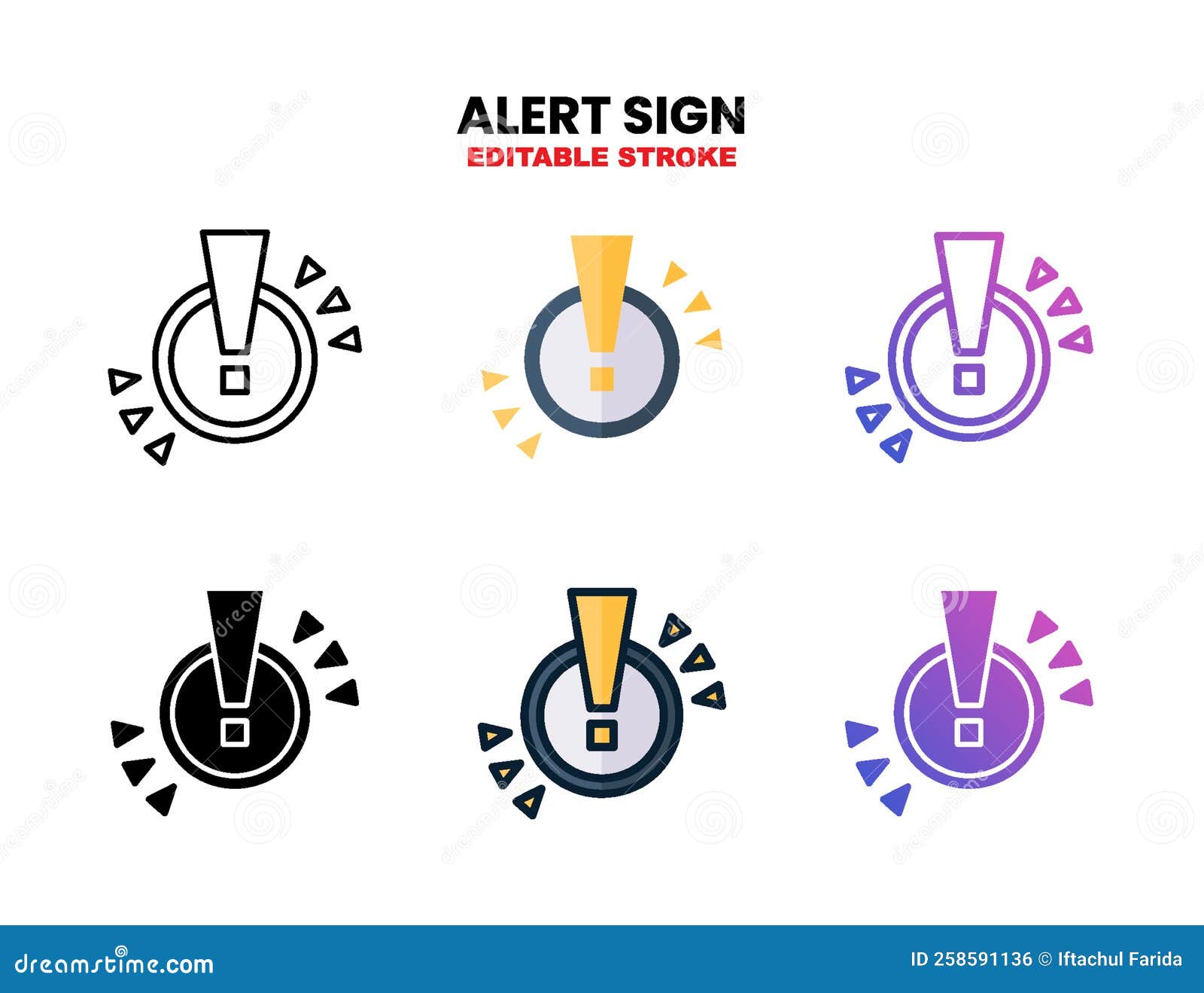 Alert Sign Icon Set with Different Styles. Stock Vector - Illustration ...