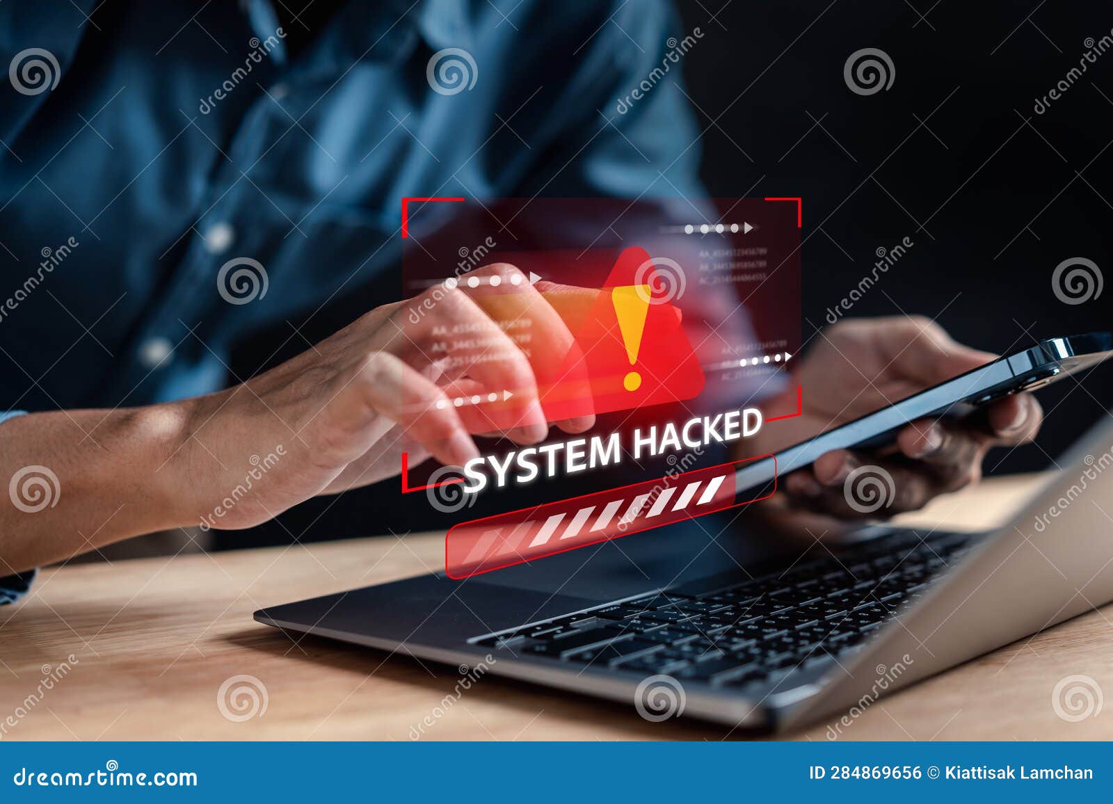 Alert System Hacked Popup on Screen, Spam Virus with Warning Caution ...