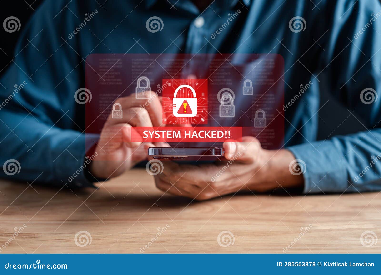 Alert System Hacked Popup on Screen, Spam Virus with Warning Caution ...