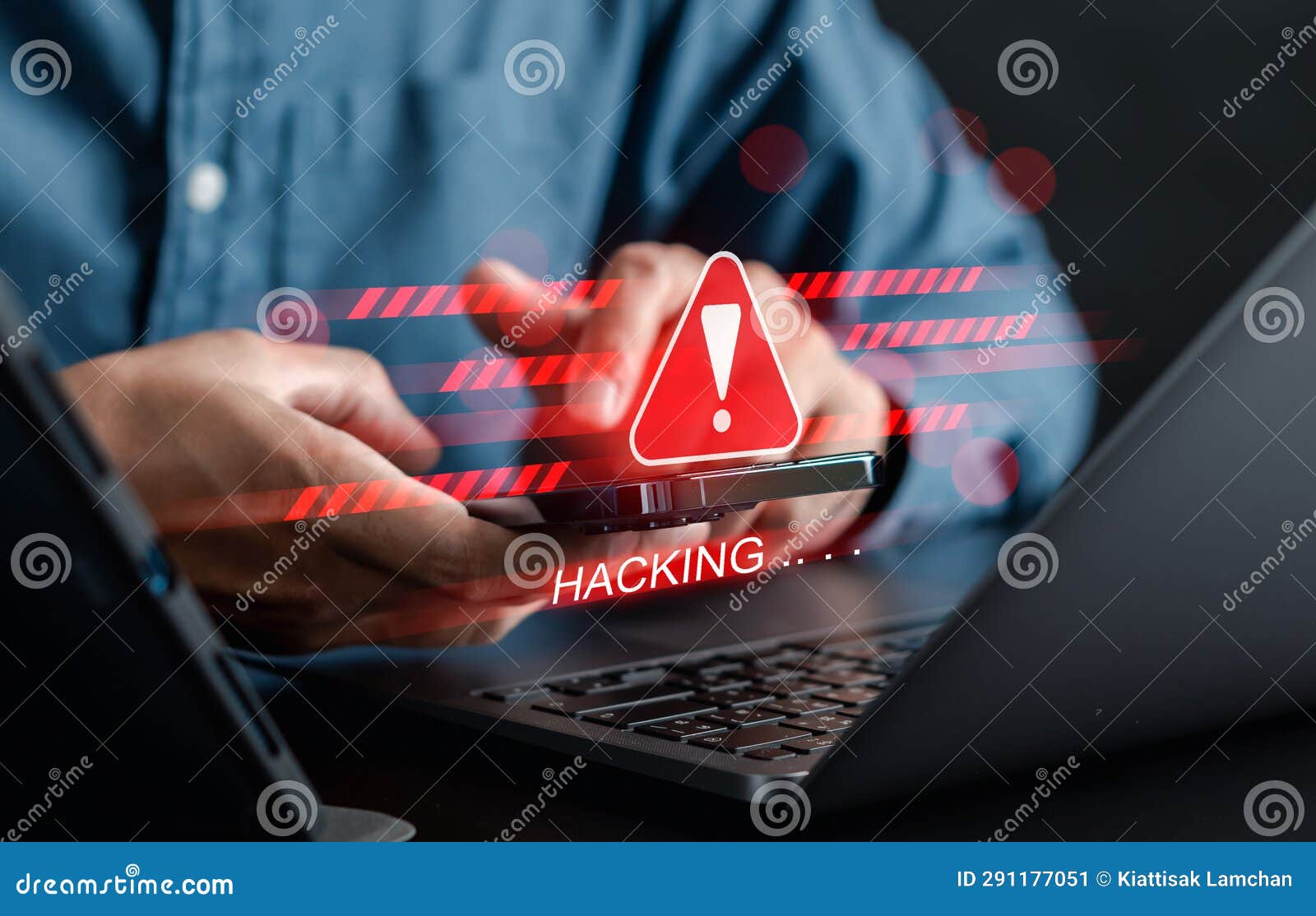 Alert System Hacked Popup on Screen, Spam Virus with Warning Caution ...