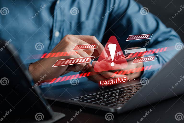 Alert System Hacked Popup on Screen, Spam Virus with Warning Caution ...