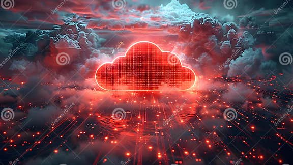 Alert: System Issues Detected in Red Cloud Computing Network. Concept ...