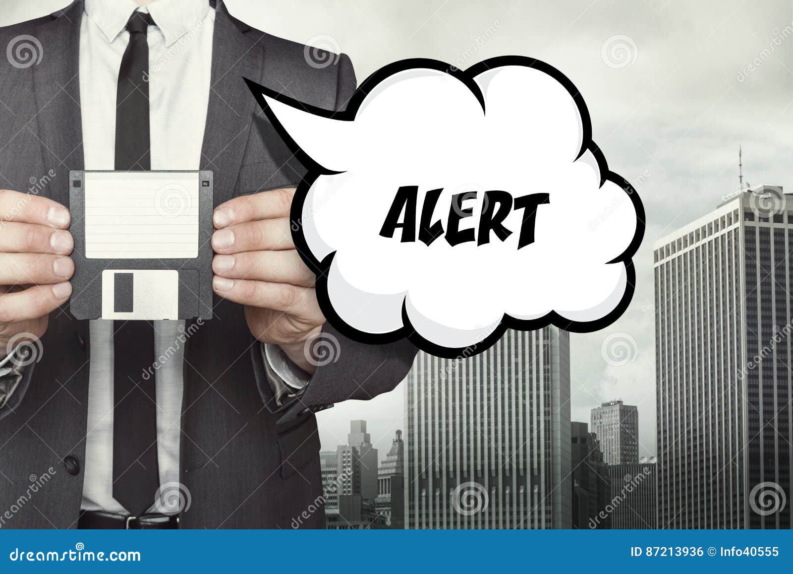 Alert Text on Speech Bubble with Businessman Stock Illustration ...