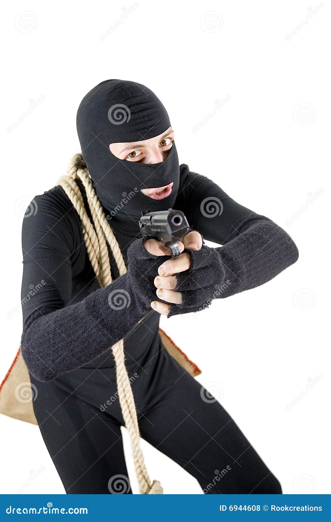 Alert thief ready to shoot stock photo. Image of bank - 6944608