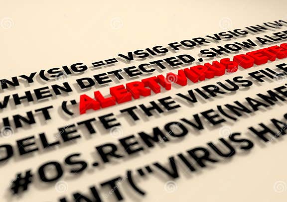 Alert. Virus Detection Text in Computer Abstract Script Code Stock ...