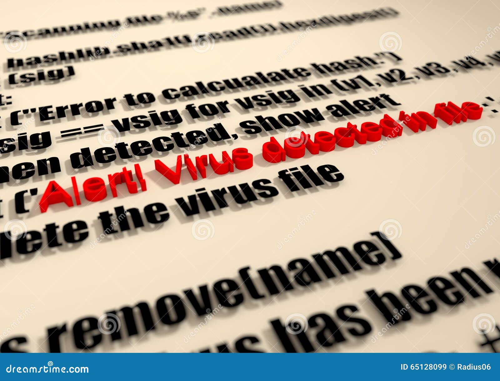 Alert. Virus Detection Text in Computer Abstract Script Code Stock ...