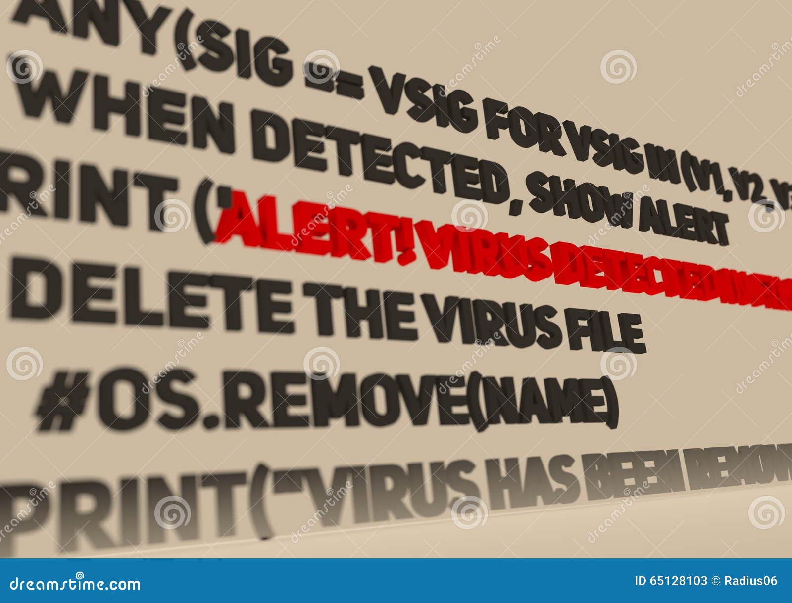 Alert. Virus Detection Text in Computer Abstract Script Code Stock ...