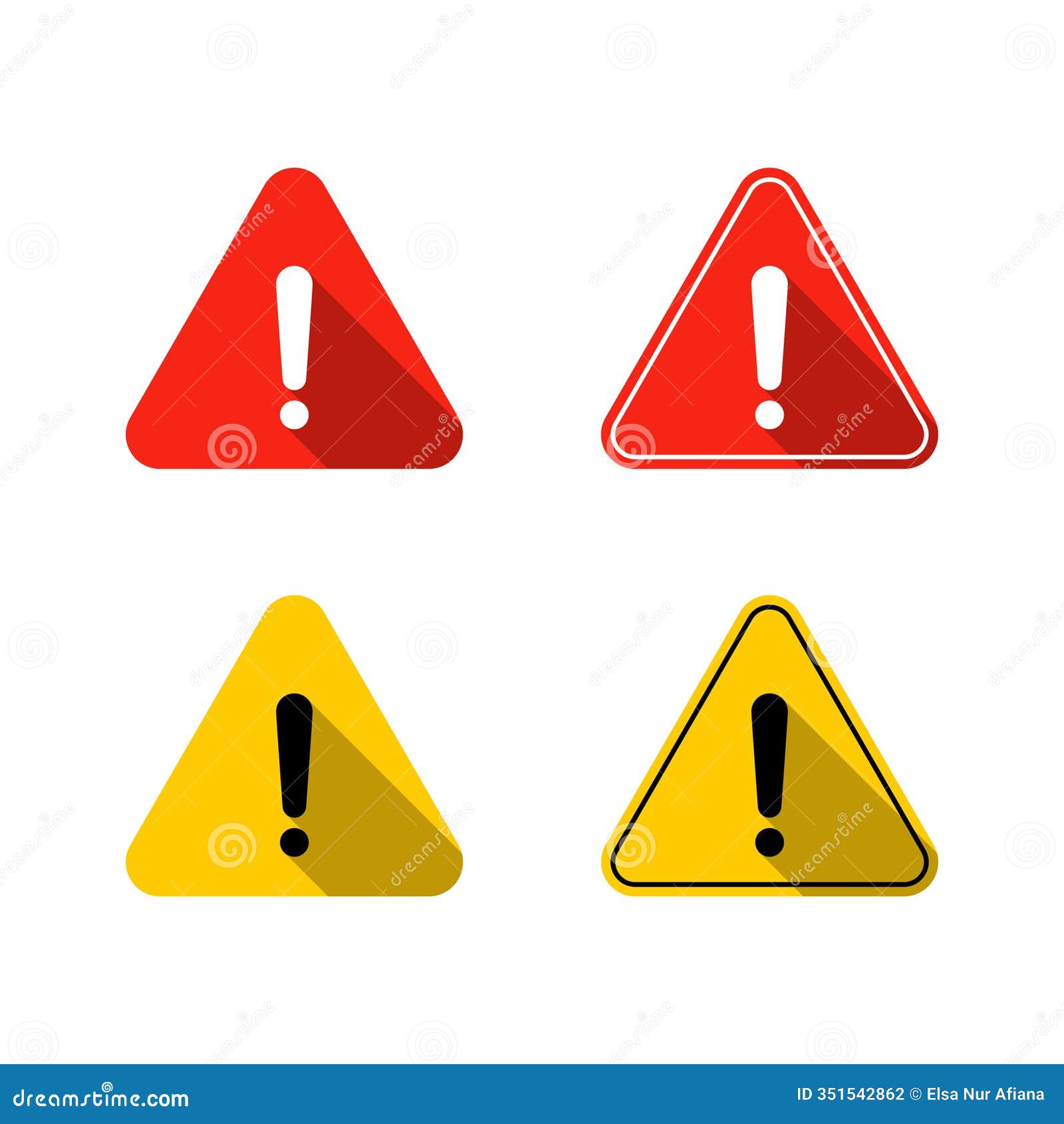 Alert Warning, Caution Icon Set with Long Shadow. Exclamation Mark on ...