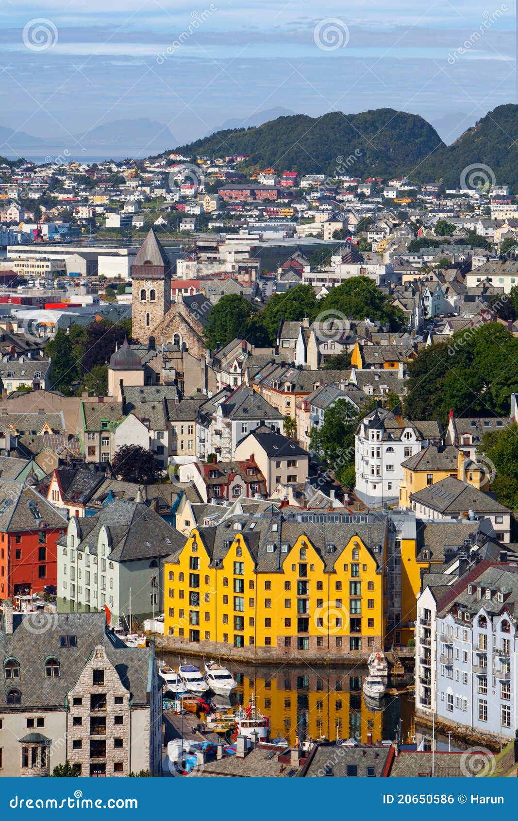 Overview Of Alesund Town From The Aksla Viewpoint During The Late ...