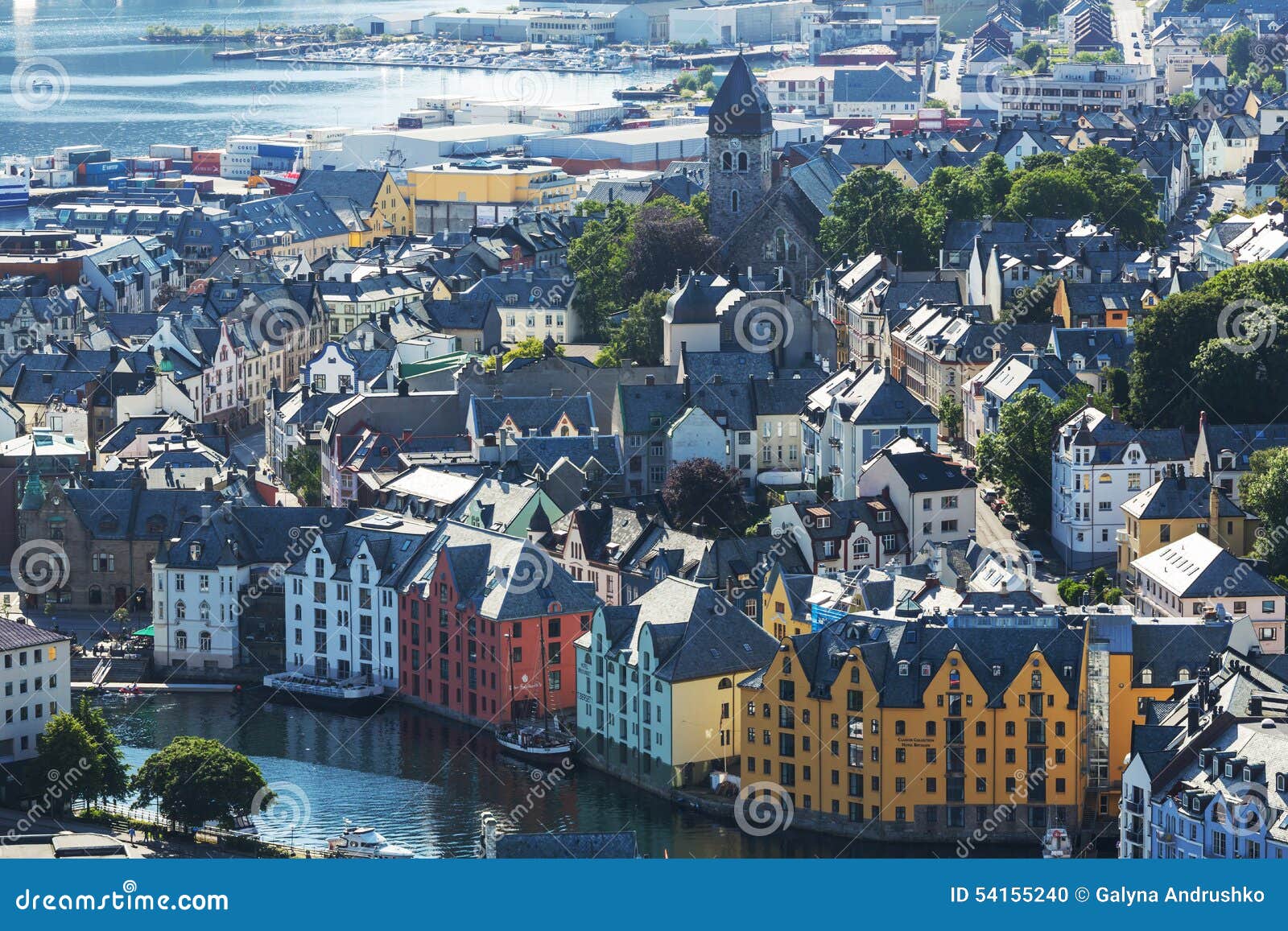 Overview Of Alesund Town From The Aksla Viewpoint During The Late ...