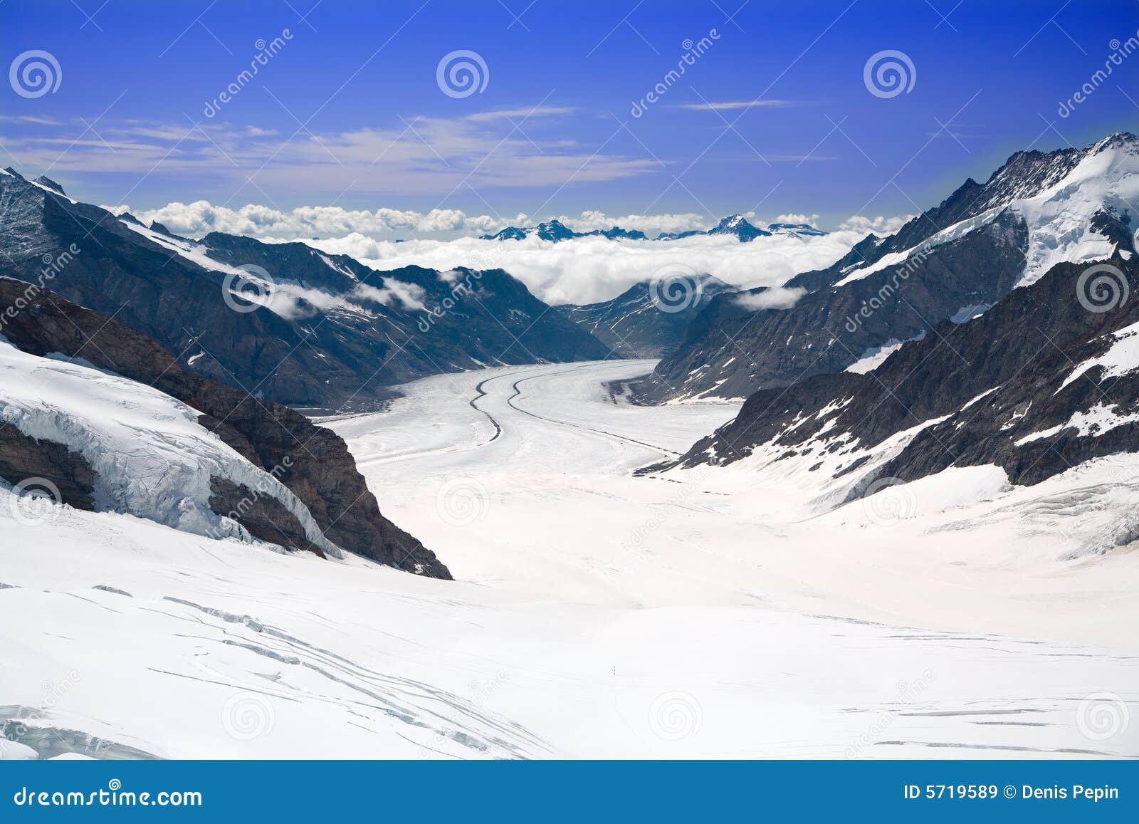 Aletsch Glacier in the Alps Stock Image - Image of altitude, frozen ...