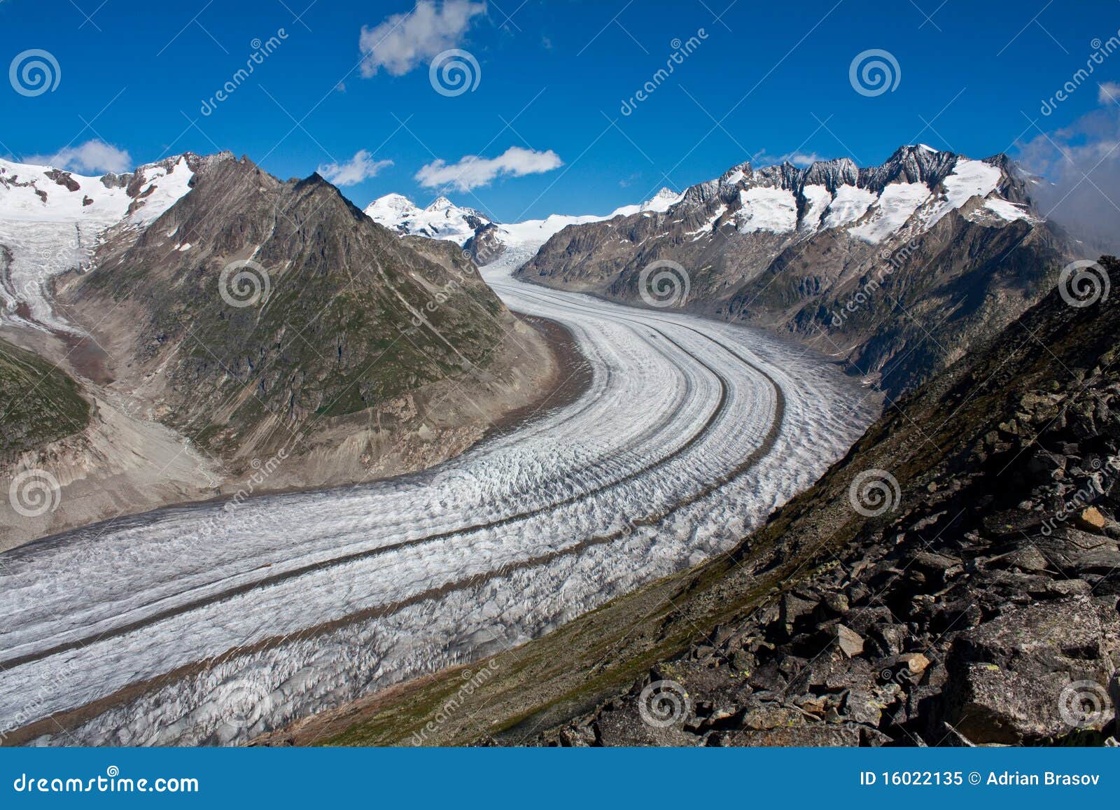 Aletsch Glacier in the Alps, Switzerland Stock Image - Image of largest ...