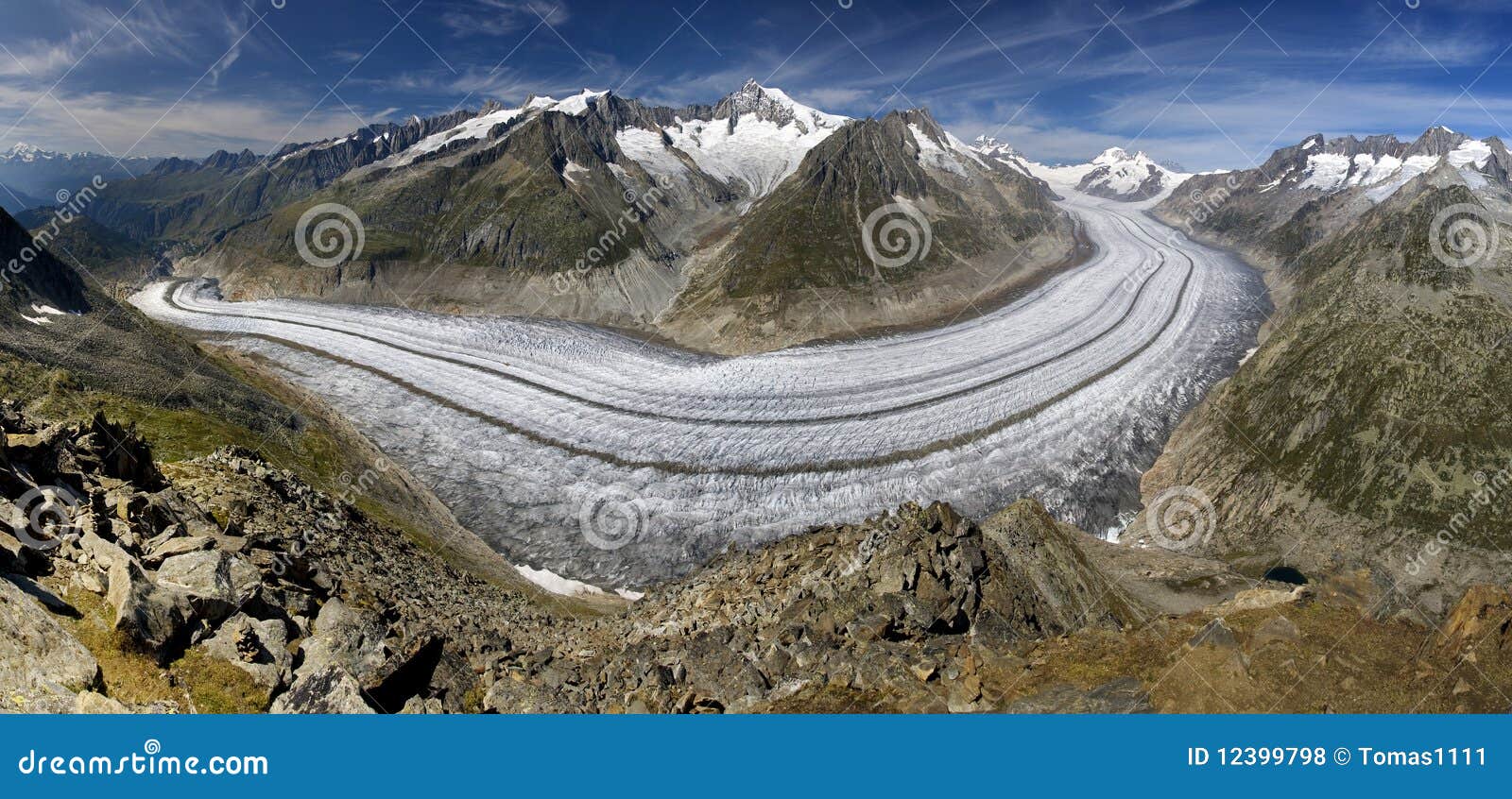 Aletsch Glacier, The Largest Gracier In Alps. Royalty-Free Stock ...