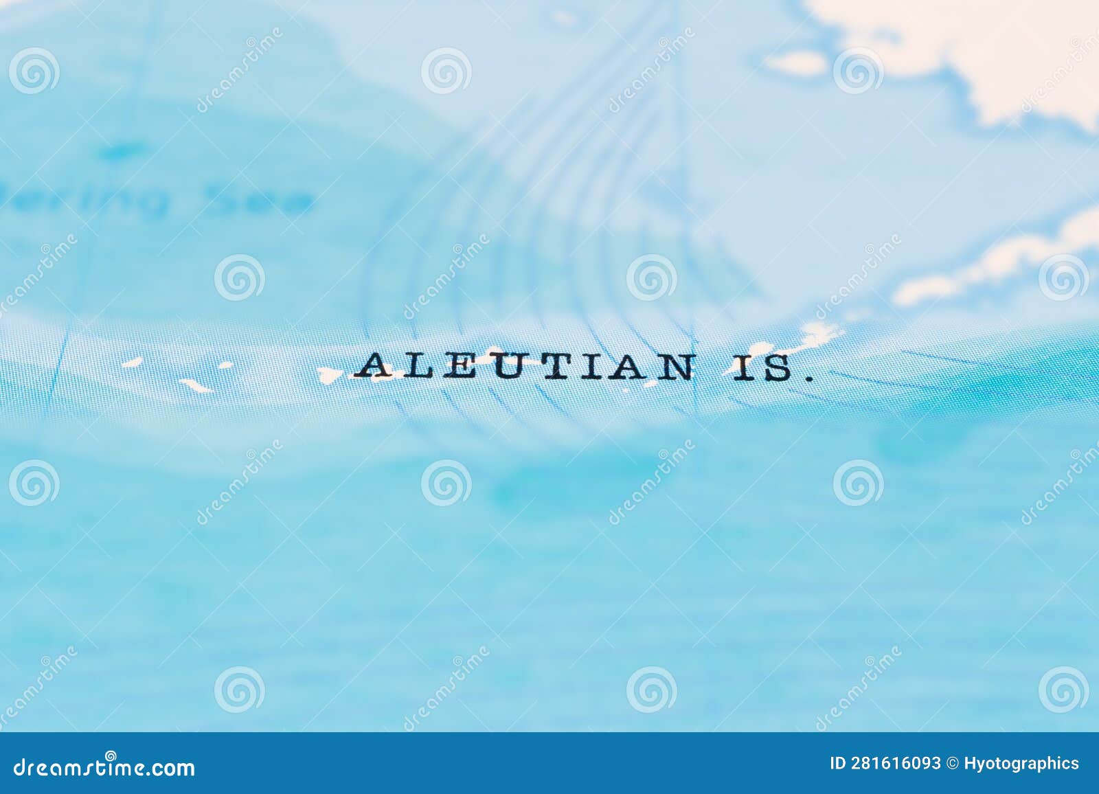 Aleutian Islands in Focus on a Tilted World Map. Stock Image - Image of ...