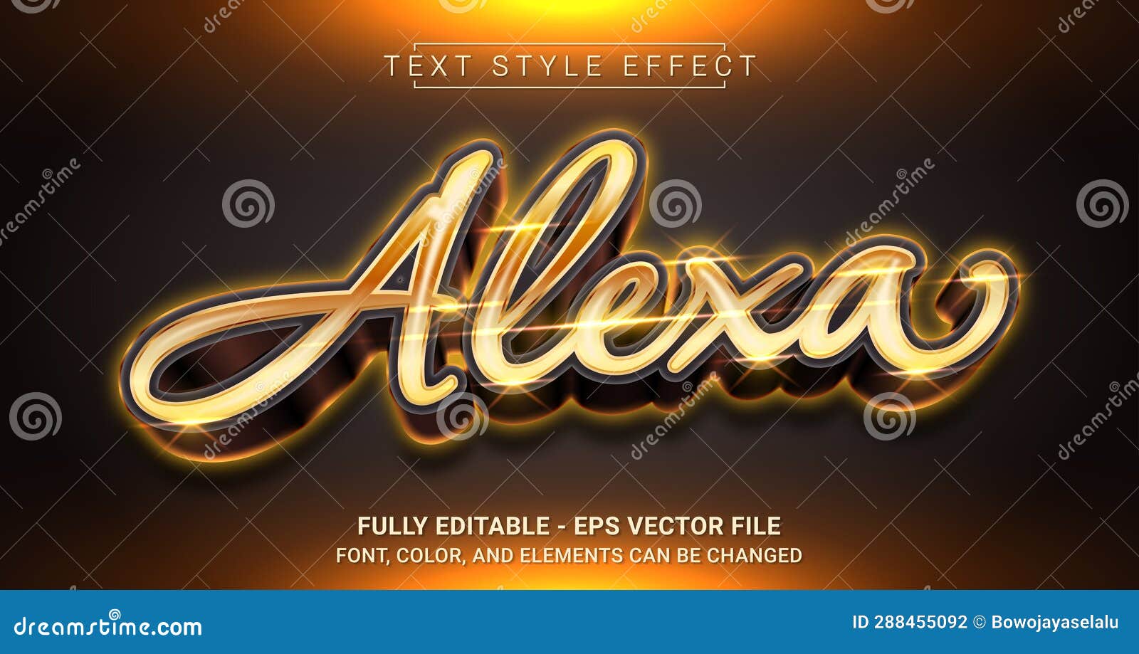 Alexa Text Style Effect. Editable Graphic Text Template Stock ...