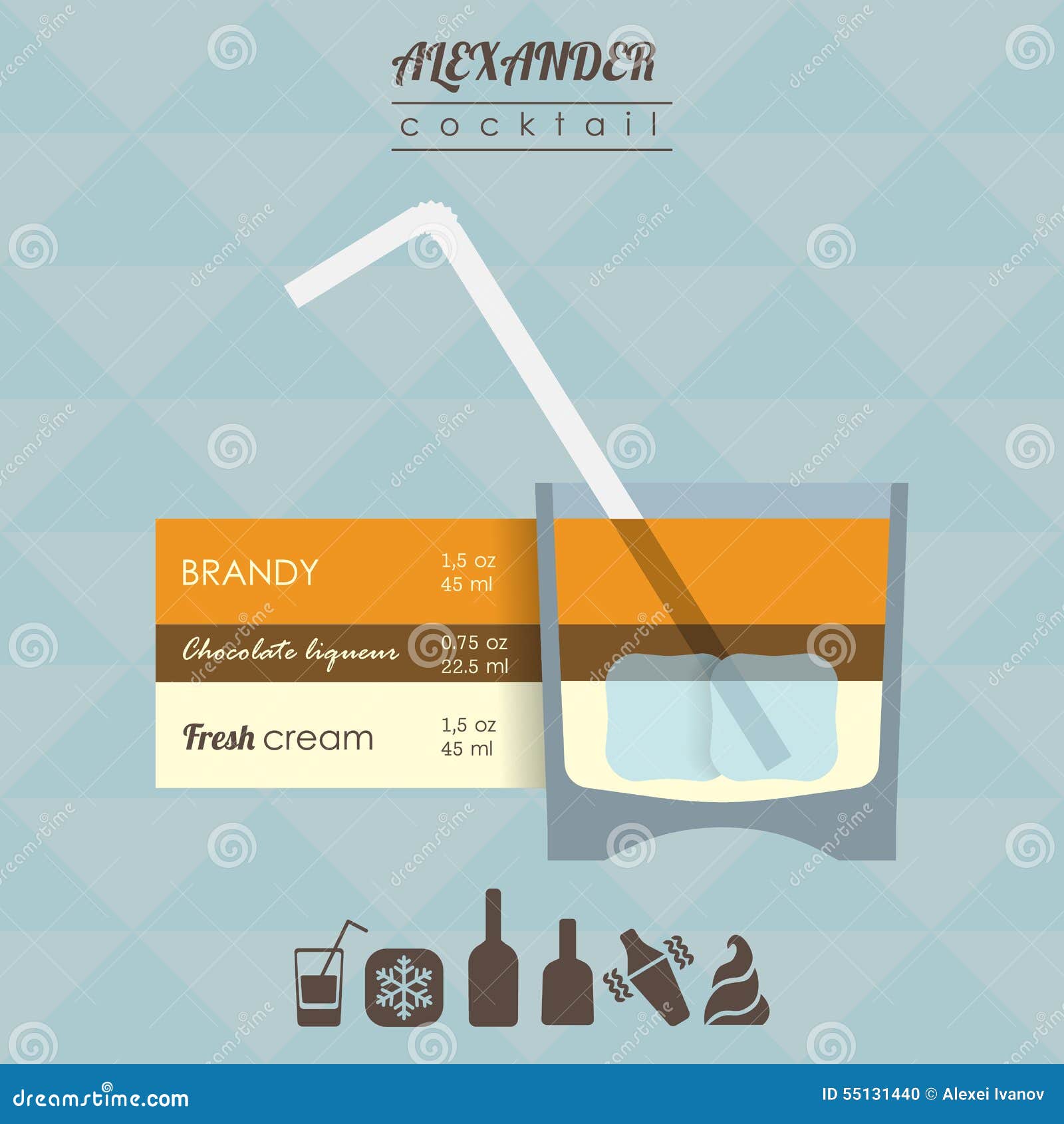 Alexander Cocktail Flat Style Illustration Stock Vector - Illustration ...