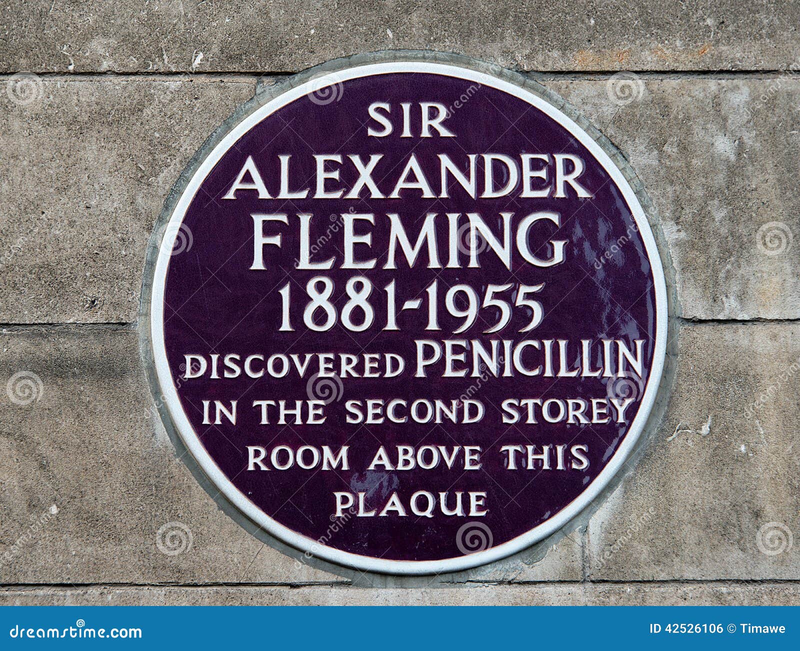 Alexander Fleming Plaque stock photo. Image of pharmacy - 42526106