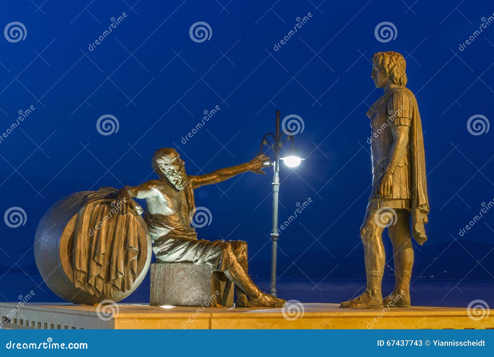 Alexander Groot Ontmoet Filosoof Diogenes Stock Afbeelding - Image of ...