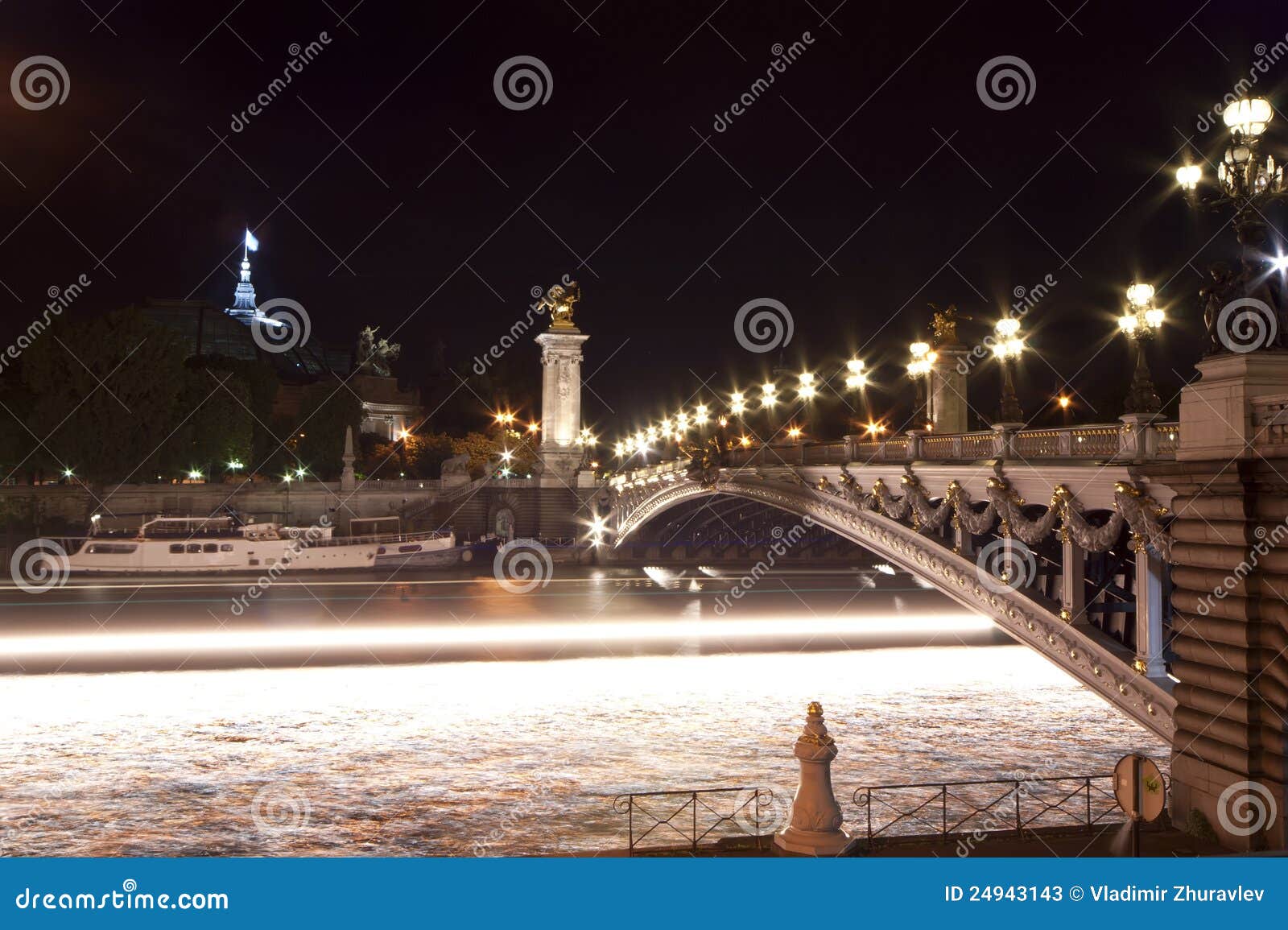 The Alexander III Bridge at Night - Paris Stock Image - Image of place ...
