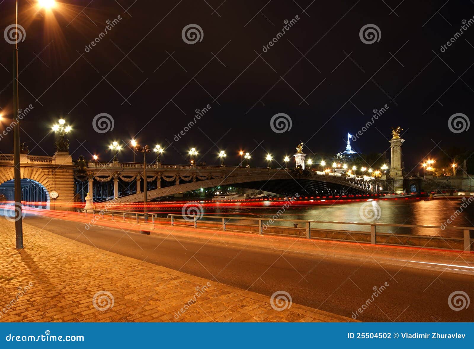 The Alexander III Bridge at Night - Paris Stock Photo - Image of ...