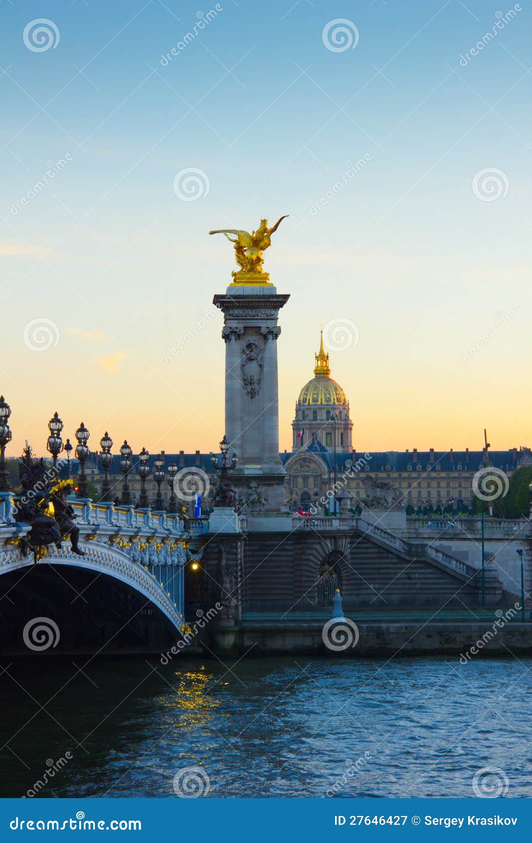 Alexander the Third Bridge, Paris Stock Image - Image of lamppost ...