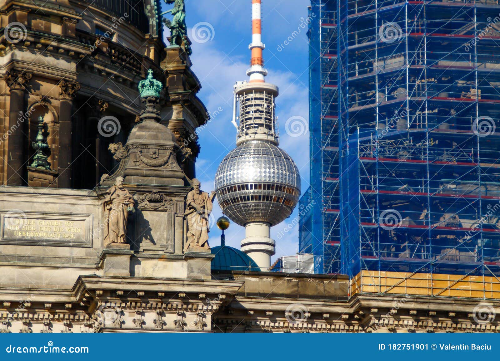 Alexanderplatz Tower between the Towers of Berlin Cathedral Editorial ...
