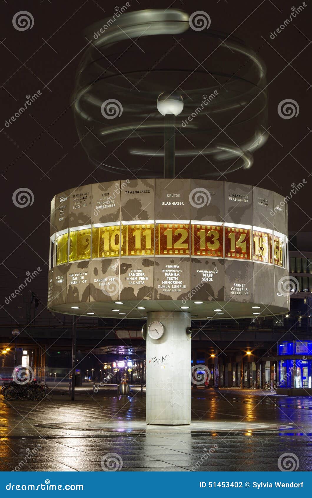 Alexanderplatz and World Time Clock in Berlin at Night Editorial ...